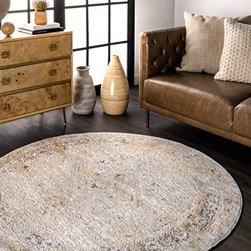 nuLOOM Shaunte Vintage Speckled Area Rug, 8' Round, Gold