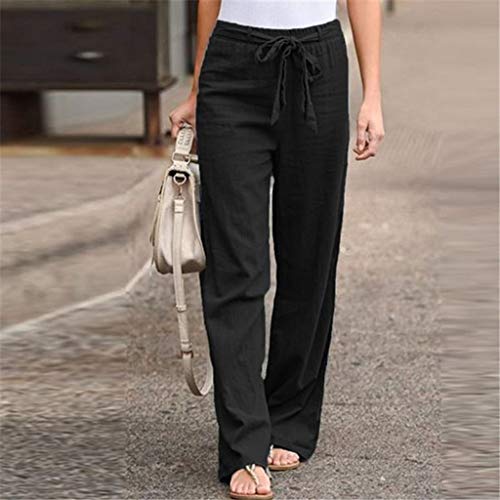 AopnHQ Drawstring Capri Long Pants for Tall Women fold Over Yoga Pant Boho Pant high Waisted high Waisted Cargo Pants Womens Cotton Capris for Summer Casual Pant Summer Black-a