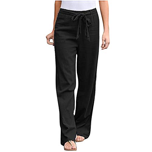 AopnHQ Drawstring Capri Long Pants for Tall Women fold Over Yoga Pant Boho Pant high Waisted high Waisted Cargo Pants Womens Cotton Capris for Summer Casual Pant Summer Black-a