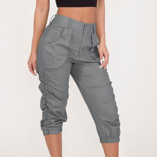 fold Over Yoga Pant Harem Pants Women high Waist Pull on Pants Women Plus Size Cargo Capri Womens Comfy Clothes Womens Elastic Waist Capris for Women Plus Size