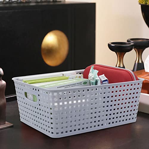 Rinboat Medium Plastic Storage Baskets with Handle, 4 Packs, G