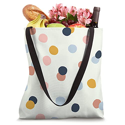Polka Dots in Pink Blue & Navy on Light Green AEV076 Tote Bag