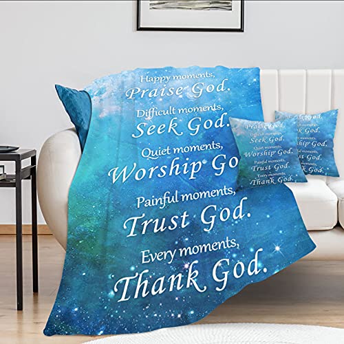 Religious Blanket Prayers Christian Gifts Soft Throw Blanket, Healing Throw Blanket with Inspirational Thoughts Bible Verse Blanket Perfect Caring Gift for Women & Men 60"x50"