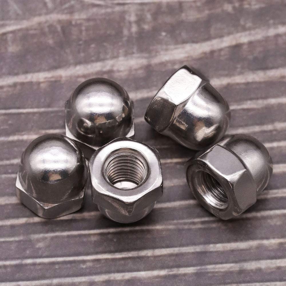M6-1.0 (50 pcs) Acorn Hex Cap Nuts Metric Dome Head Nuts, 304 Stainless Steel 18-8, Plain Finish, DIN1587