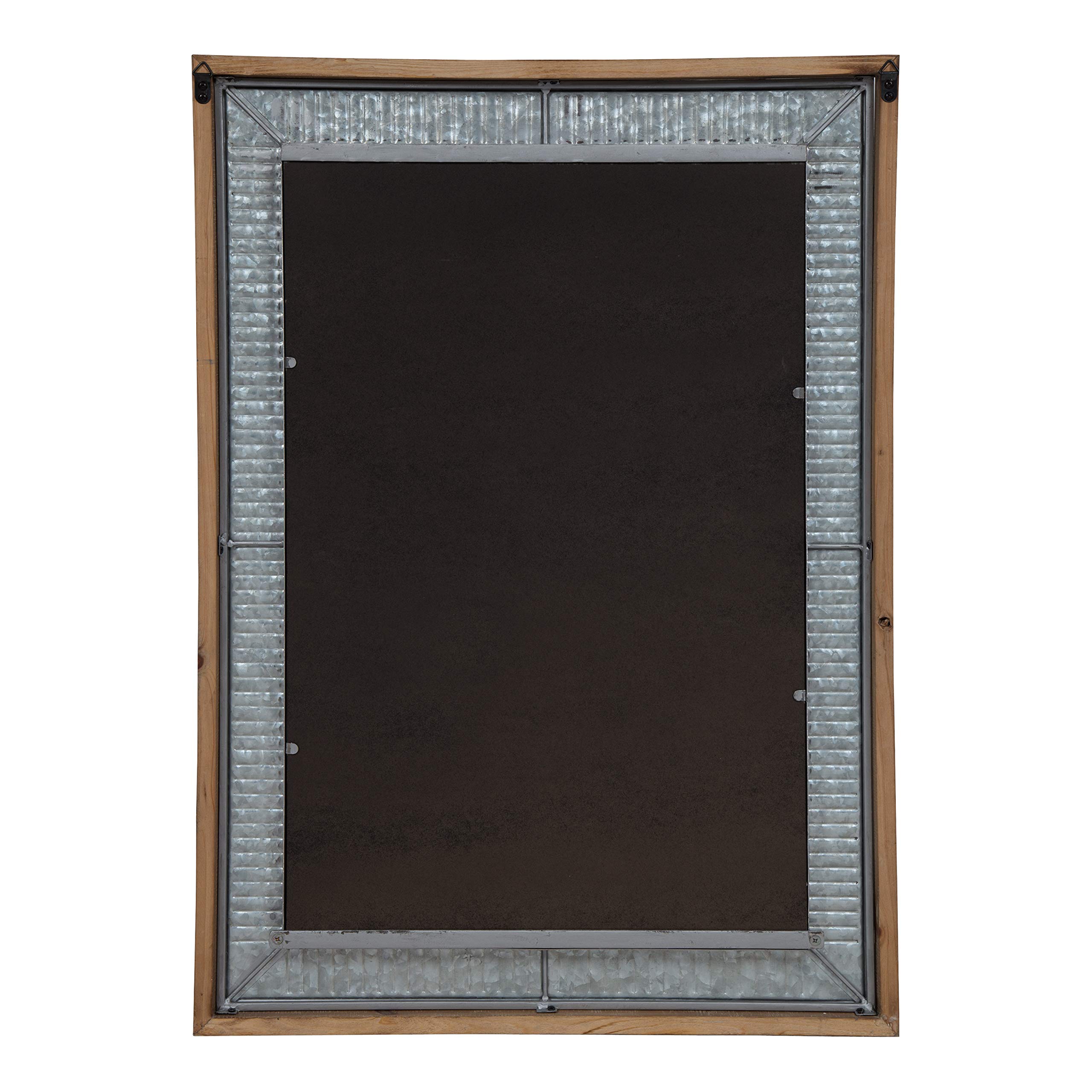Kate and Laurel Deely Farmhouse Wall Mirror, 20 x 30, Rustic Brown and Silver, Rustic Wall Decor with Galvanized Metal Frame