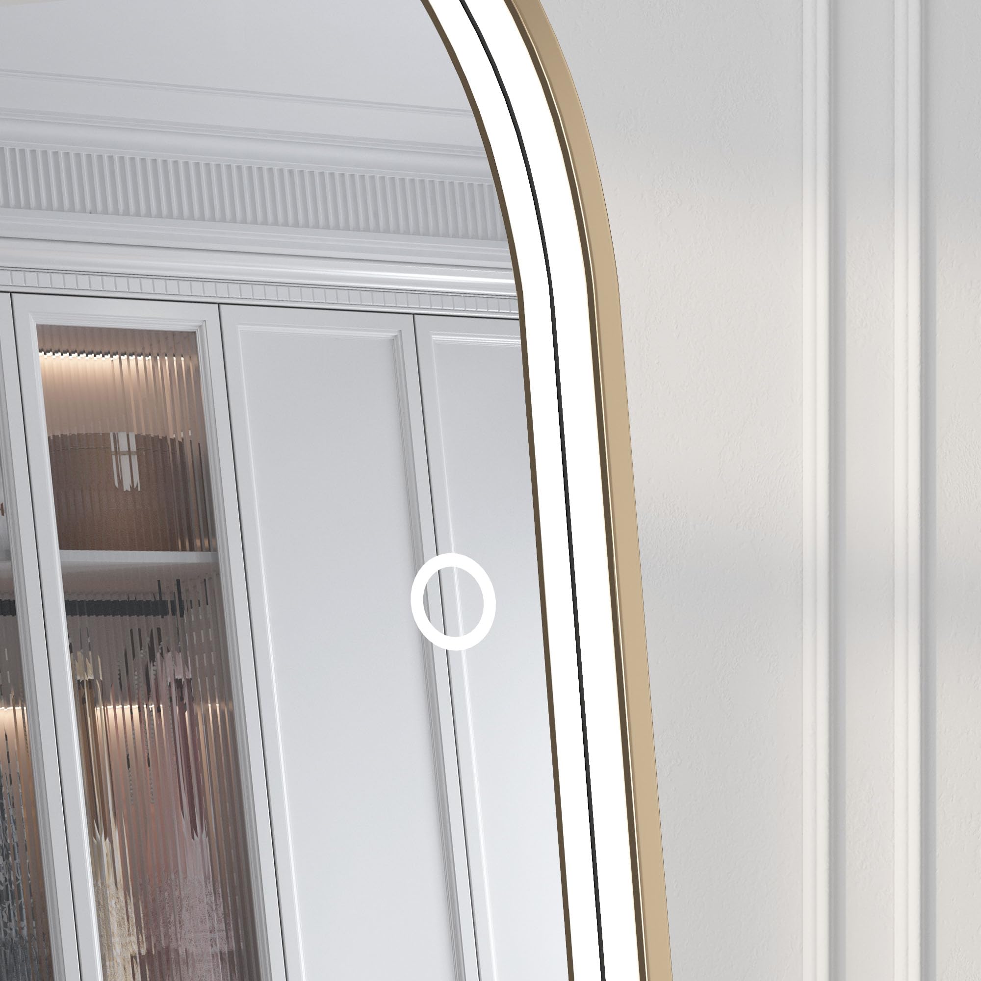Wellynap 64"x21" LED Mirror Full Length Dressing Mirror, Arched Full Length with Stand, Gold Floor Mirror Freestanding, Modern Simple Home Decor for Bedroom Living Room (Gold)