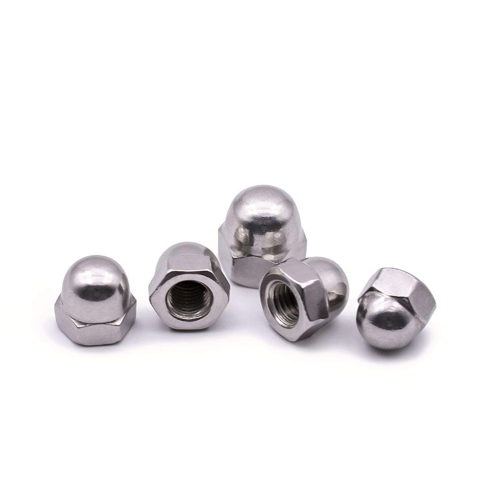 M6-1.0 (50 pcs) Acorn Hex Cap Nuts Metric Dome Head Nuts, 304 Stainless Steel 18-8, Plain Finish, DIN1587