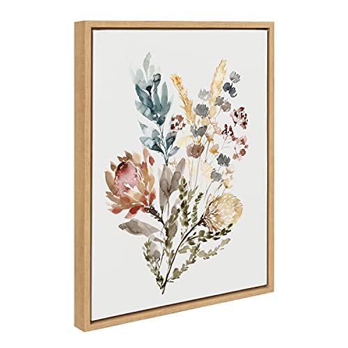 Kate and Laurel Sylvie Wildflower Bunch Framed Canvas Wall Art by Sara Berrenson, 18x24 Natural, Floral Accent for Wall