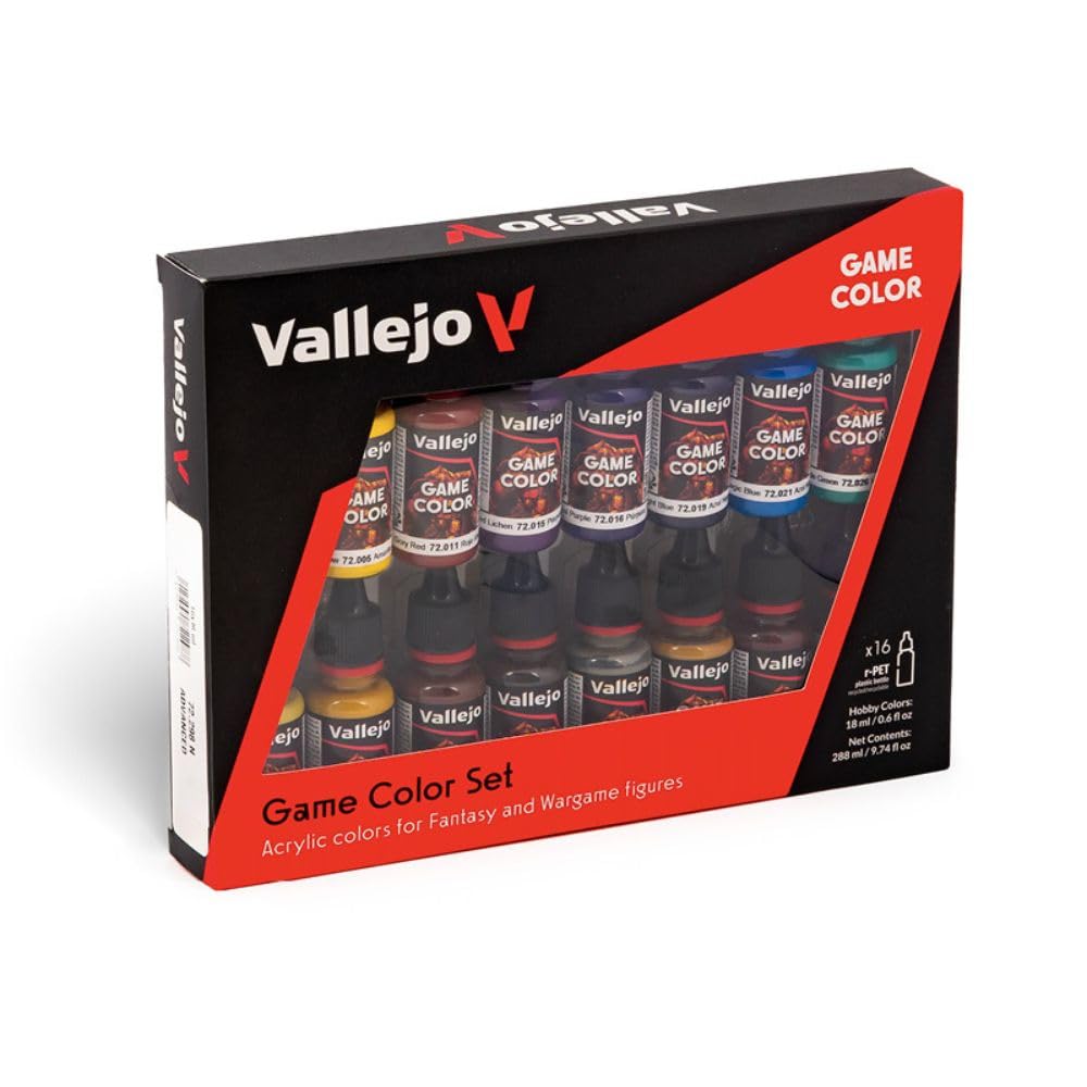 Vallejo Acrylicos Game Color Advanced Set, Model Color Paint Set, 1/2 Fl. Oz. Bottles, 16 Colors