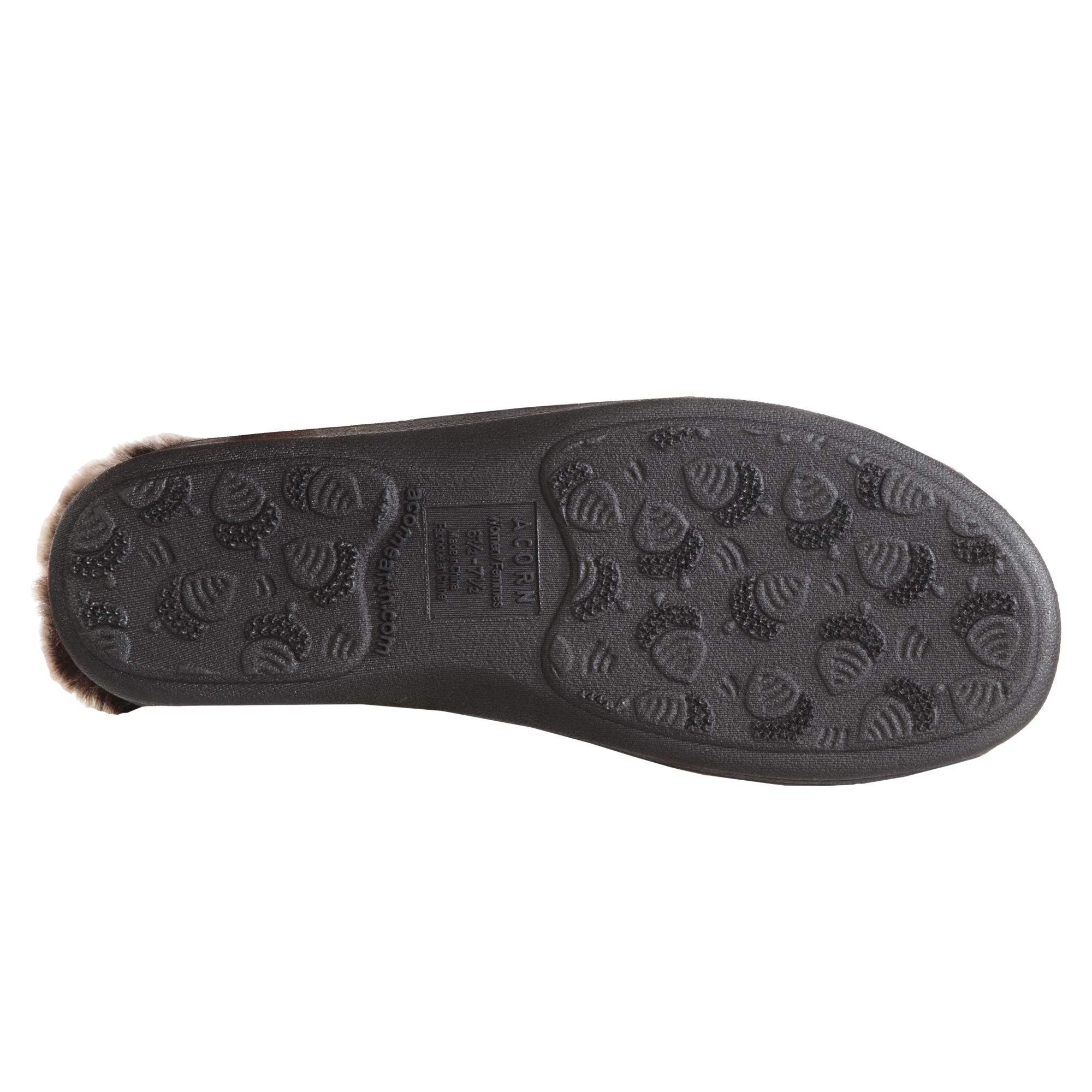 Acorn womens Chinchilla Collar slippers, Black, 8 9 US