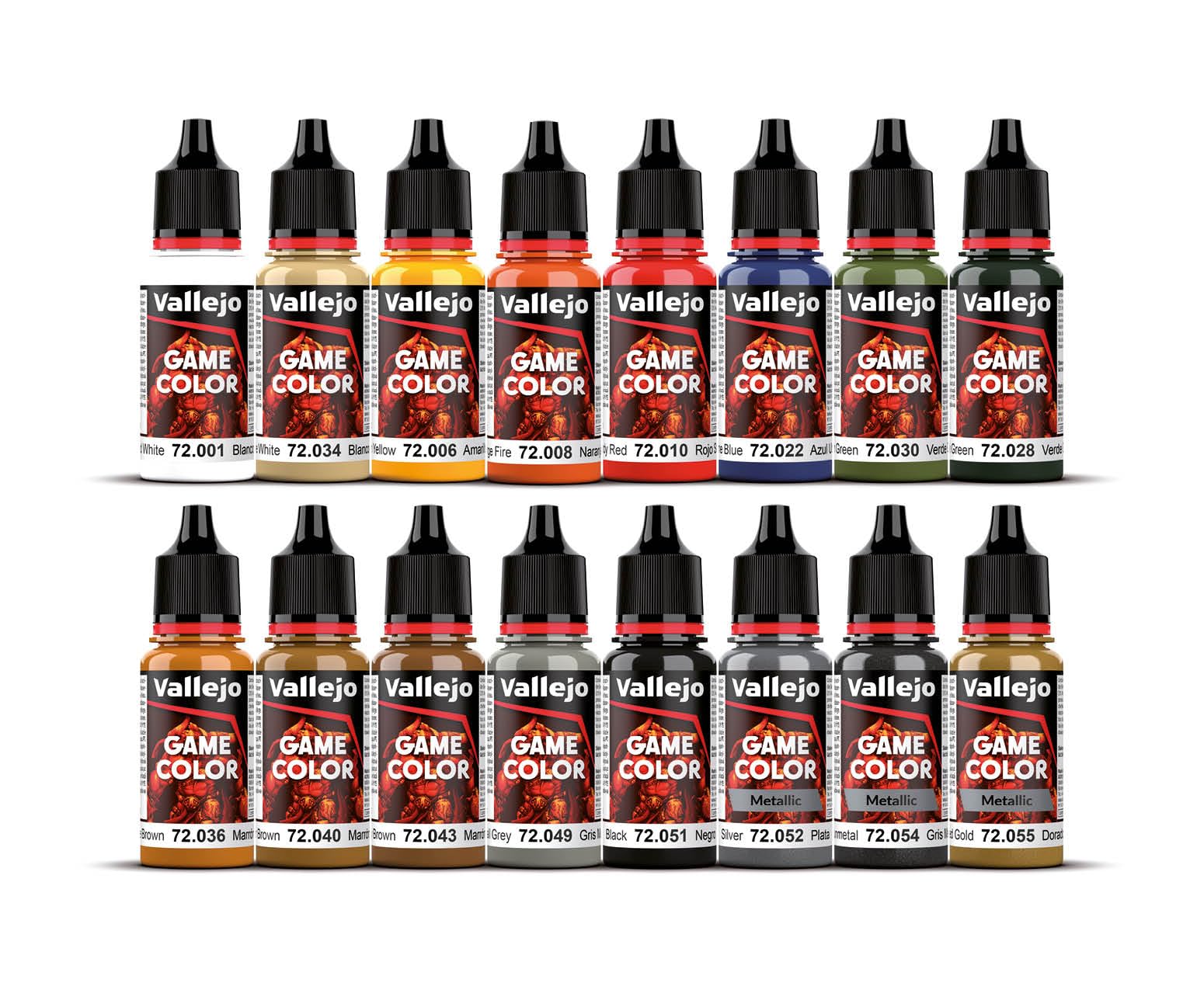 Vallejo Acrylicos Game Color Advanced Set, Model Color Paint Set, 1/2 Fl. Oz. Bottles, 16 Colors