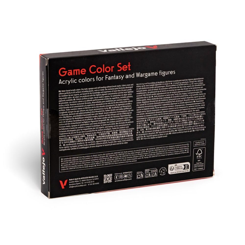 Vallejo Acrylicos Game Color Advanced Set, Model Color Paint Set, 1/2 Fl. Oz. Bottles, 16 Colors