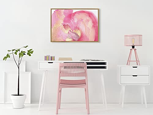 Kate and Laurel x Mentoring Positives Collaboration Pink Golden Hour Framed Canvas Wall Art, 23x33, Gold, Feminine Abstract Art Print for Wall