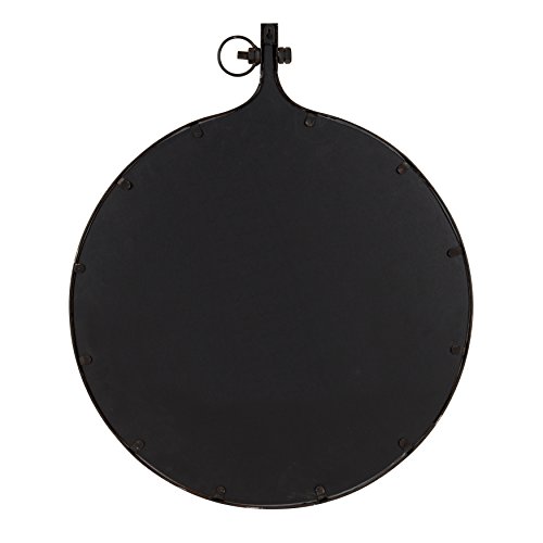 Kate and Laurel Yitro Round Industrial Rustic Metal Framed Wall Mirror, 23.5x28.5, Rustic Metal, Chic Industrial Accent Mirror for Wall