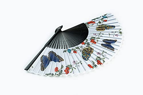 Salutto Handheld Floral Pattern Fabric Fans Summer Cools Perfect for Weddings, Parties and Church Events Butterfly