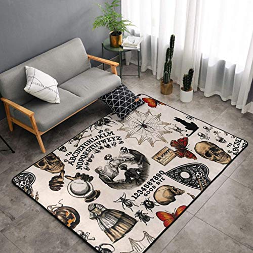 SWEET TANG Area Rugs Vintage Skull Skeleton Spider Web Witch Board Gothic Shag Rug Soft Carpet for Living Room Bedroom Indoor Dorm Floor Comfy Home Decor Mat, 60x39