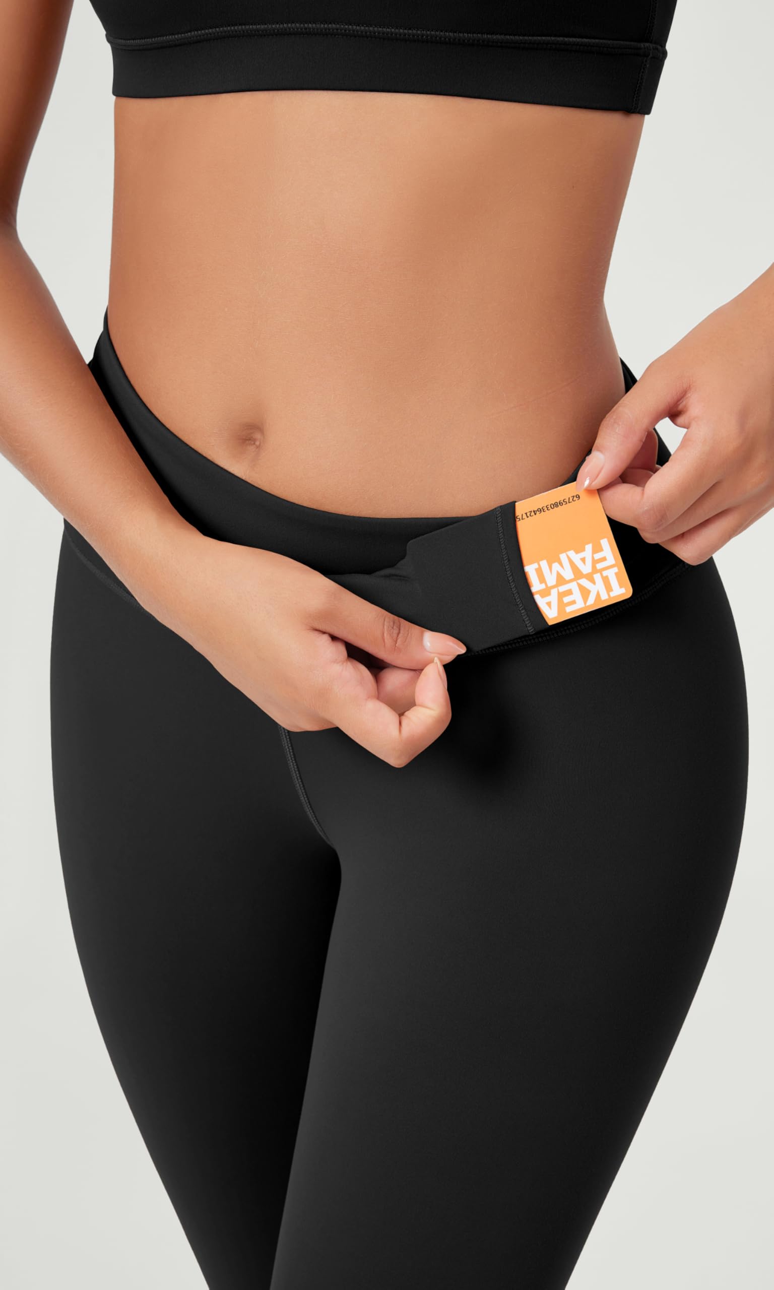 ODODOS Women's Cross Waist Yoga Capris with Inner Pocket, Inseam 19" Gathered Crossover Workout Cropped Yoga Pants, Black, Large