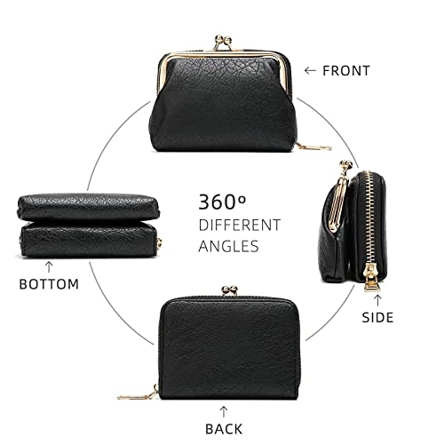 2 in 1 Change Purse Wallet,Credit Card Holder with Cion Purse for Women,Cute Pouch for Gril with Blocking Case, Minimalist Design with Zipper Clasp for Bag or Drawer Organize…