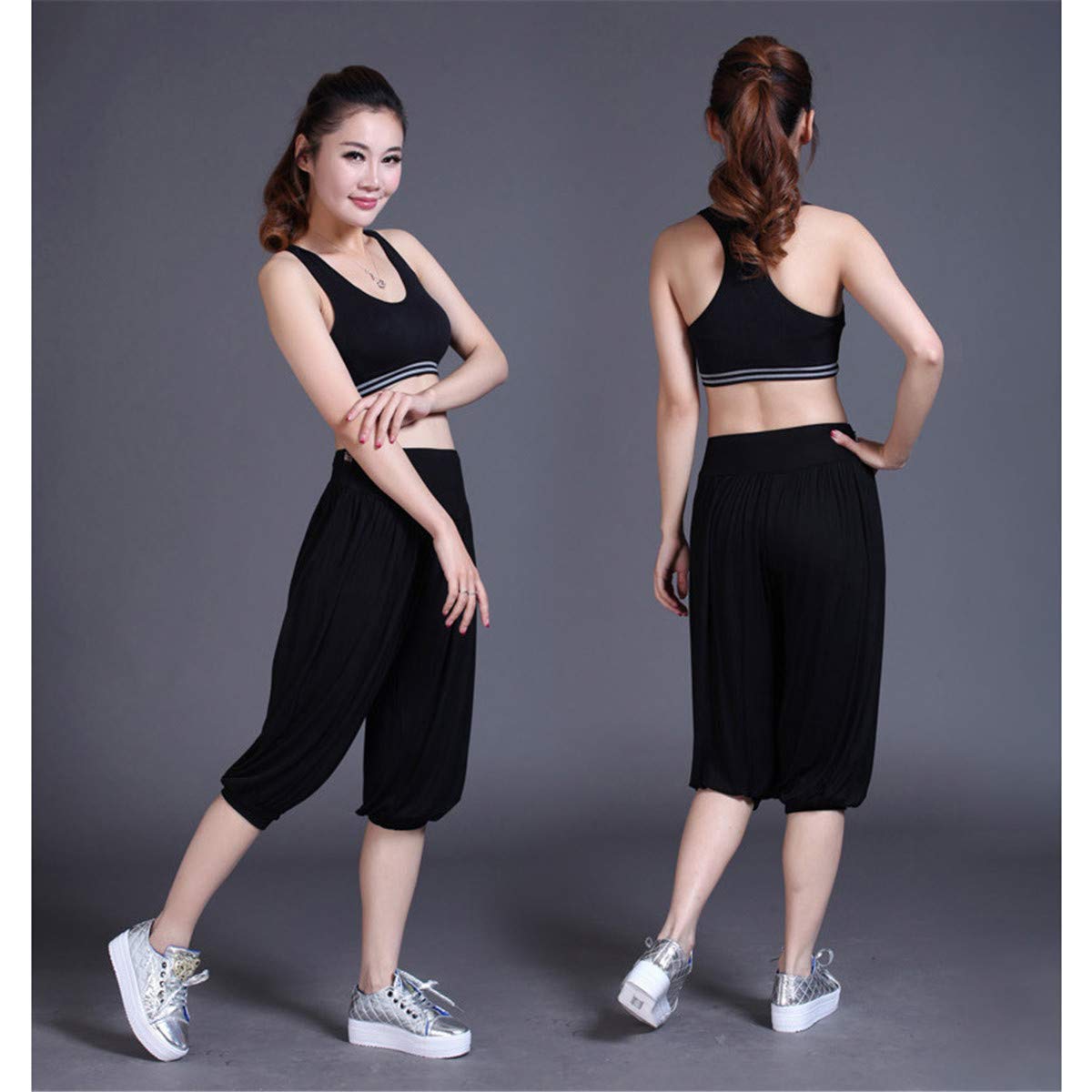 LKXHarleya Women Modal Harem Yoga Pants Loose Casual Fold Over Pilates Capri Pants Yoga Pants