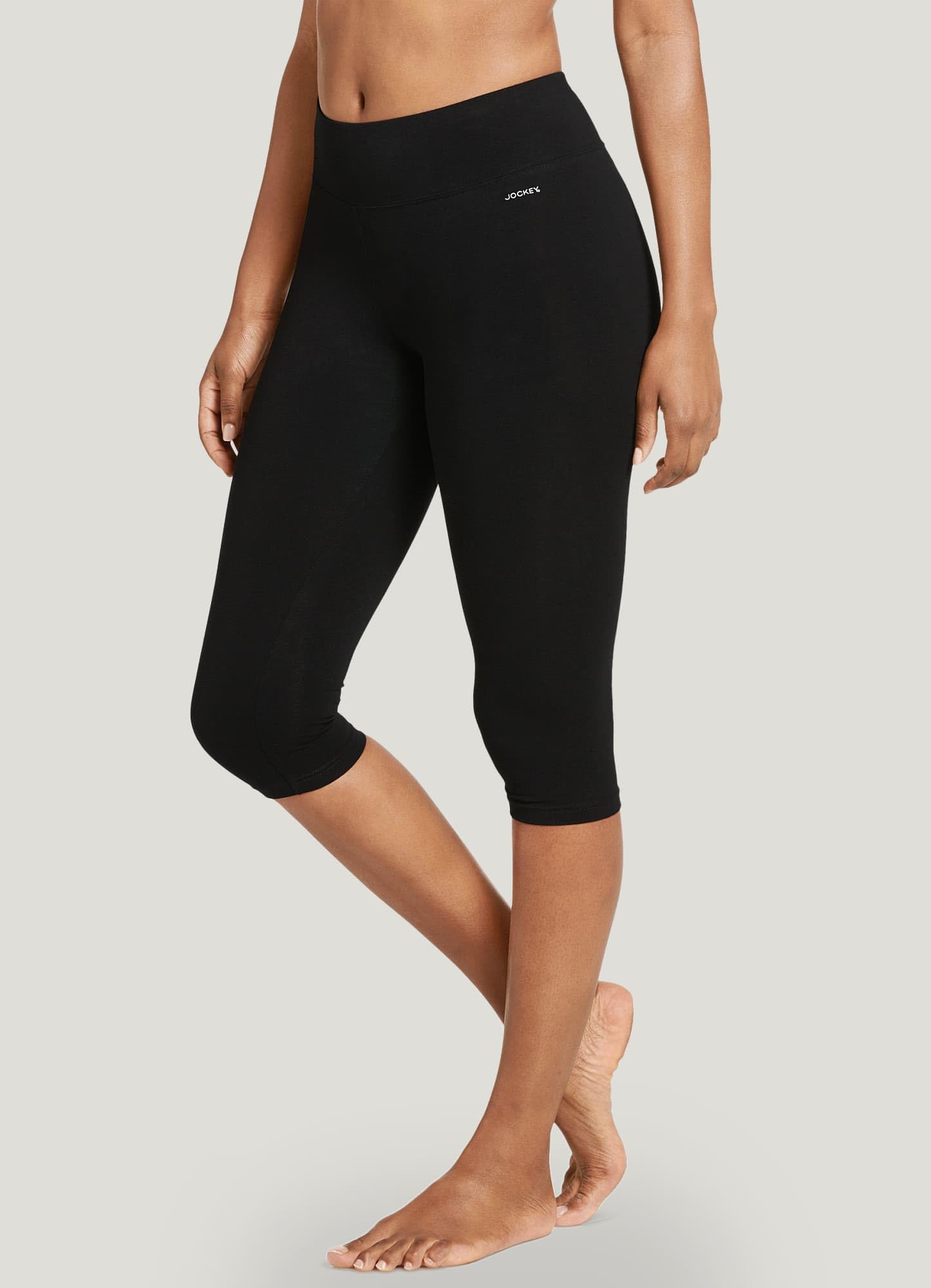 Jockey Women's Activewear Cotton Stretch Capri Legging, Black, M
