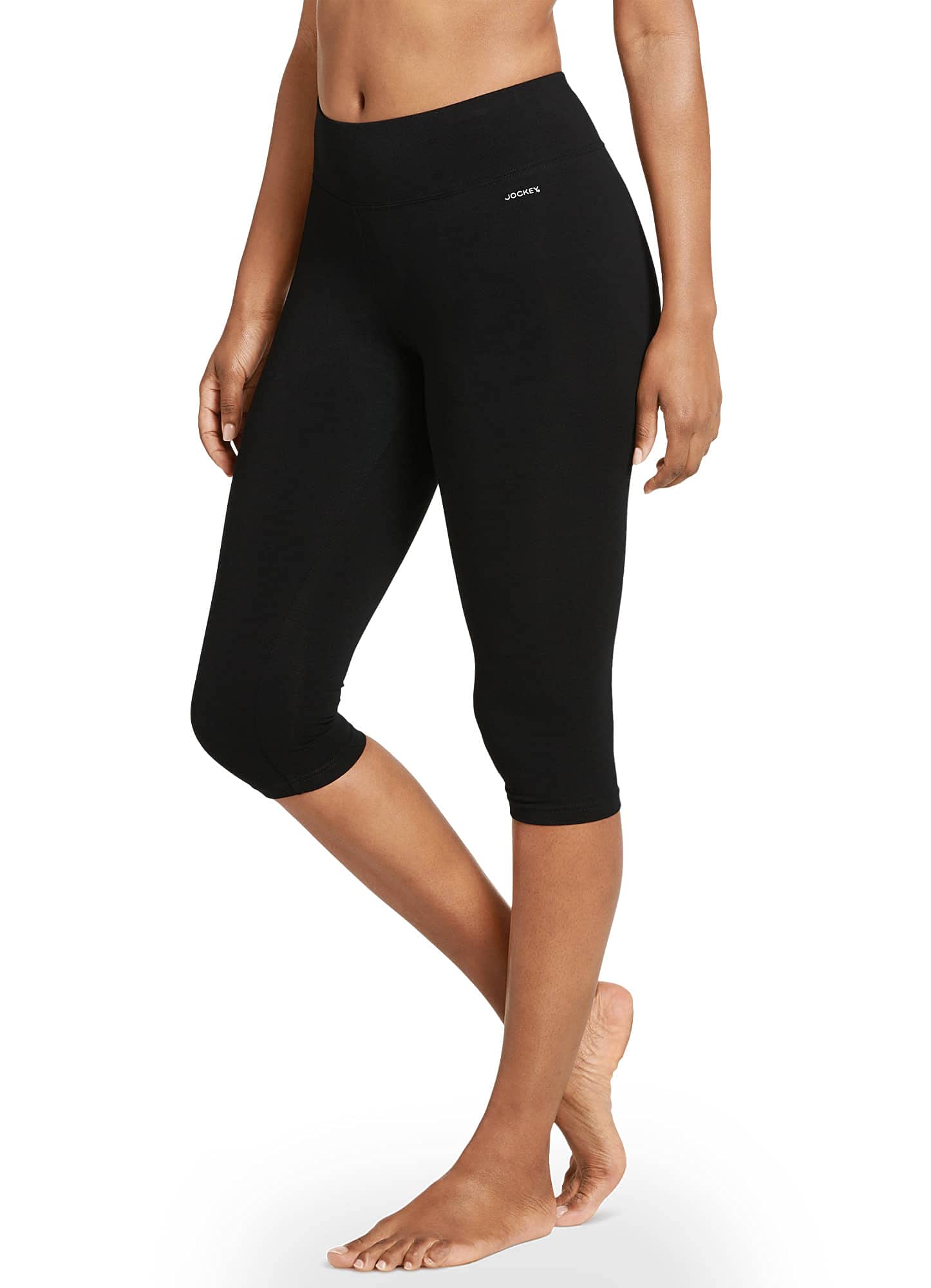 Jockey Women's Activewear Cotton Stretch Capri Legging, Black, M