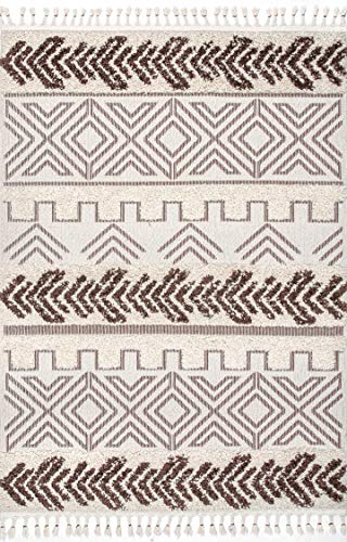 nuLOOM Helena Tribal High-Low Area Rug, 5' 3" x 7' 3", Brown