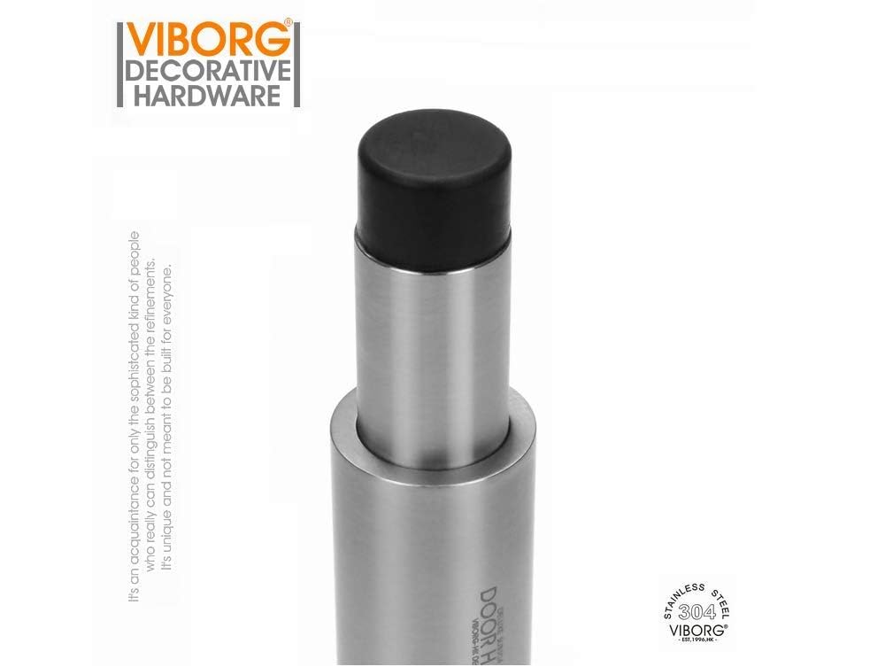 VIBORG Deluxe Adjustable Extra-Long Solid 304 Stainless Steel Extra-Thick Casting + Rubber Heavy Duty Door Stopper Wall Mount Mounted Built in Door Doorstop Bumper Door Stop, RS-38 (1)