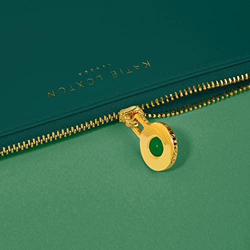 KATIE LOXTON Birthstone Jewel Shade Womens Medium Vegan Leather Sentiment Perfect Pouch May Dark Green