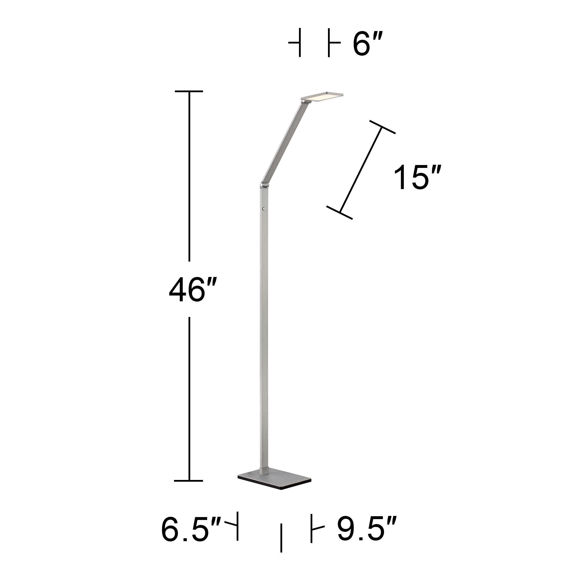 Possini Euro Design Bentley Modern Minimalist Style Task Floor Lamp LED Bright Lighting 61" Tall Silver Aluminum Adjustable Touch On Off for Living Room Reading House Bedroom Home