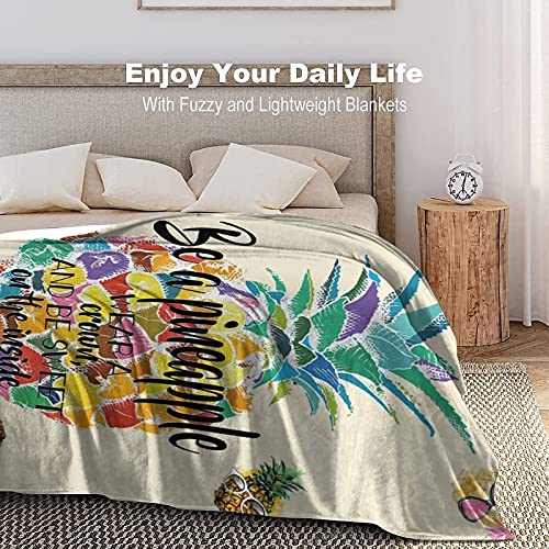 BBKD Pineapple Throw Blanket, Fruits Pineapple Lightweight Super Soft Cozy Flannel Fleece Blanket, for Sofa Couch Bed 60"x50"