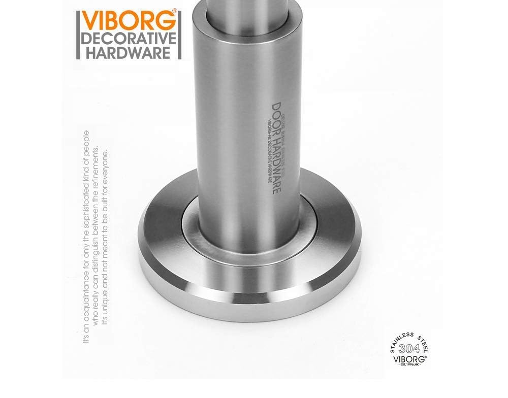 VIBORG Deluxe Adjustable Extra-Long Solid 304 Stainless Steel Extra-Thick Casting + Rubber Heavy Duty Door Stopper Wall Mount Mounted Built in Door Doorstop Bumper Door Stop, RS-38 (1)