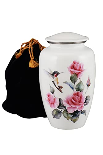 Humming Bird Cremation URNS,URN for Human Ashes, Adult URN for Funeral, Burial, Columbarium or Home, Cremation Urns for Human Ashes Adult 200 Cubic Inches:- with Velvet Bag
