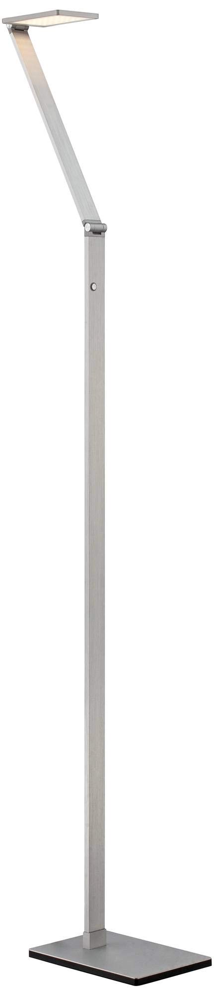 Possini Euro Design Bentley Modern Minimalist Style Task Floor Lamp LED Bright Lighting 61" Tall Silver Aluminum Adjustable Touch On Off for Living Room Reading House Bedroom Home