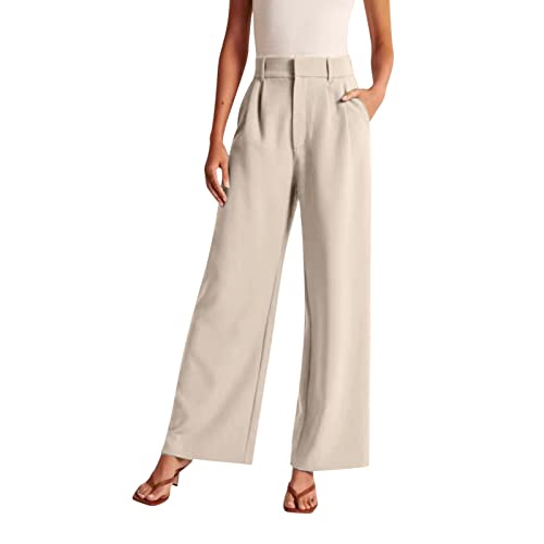 AopnHQ White Cotton Pants Straight Leg Yoga Pants Pants Women Summer Capri Women's Wide Leg Pants Womens Casual Pants for Work Fold Over Yoga Pant Women Capri Pants for Summer