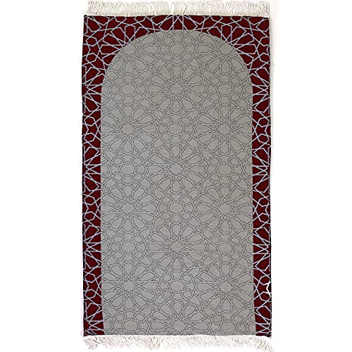 Modefa Turkish Islamic Prayer Rug - Foldable Orthopedic Foam Janamaz - Thick & Comfortable Padded Muslim Praying Mat for Men & Women - Ramadan or Eid Gift - Selcuk Star with Carry Case (Red)