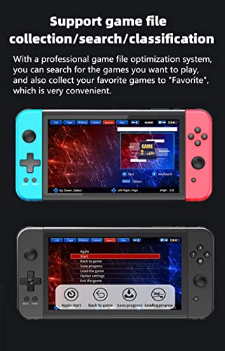 CZT 7-inch Quad-core Game Console Precise Dual Joystick Supports Multiple emulators Built-in 9000 Games Search/Favorites/Save HDMI Output mp3/mp4 Free Protection case