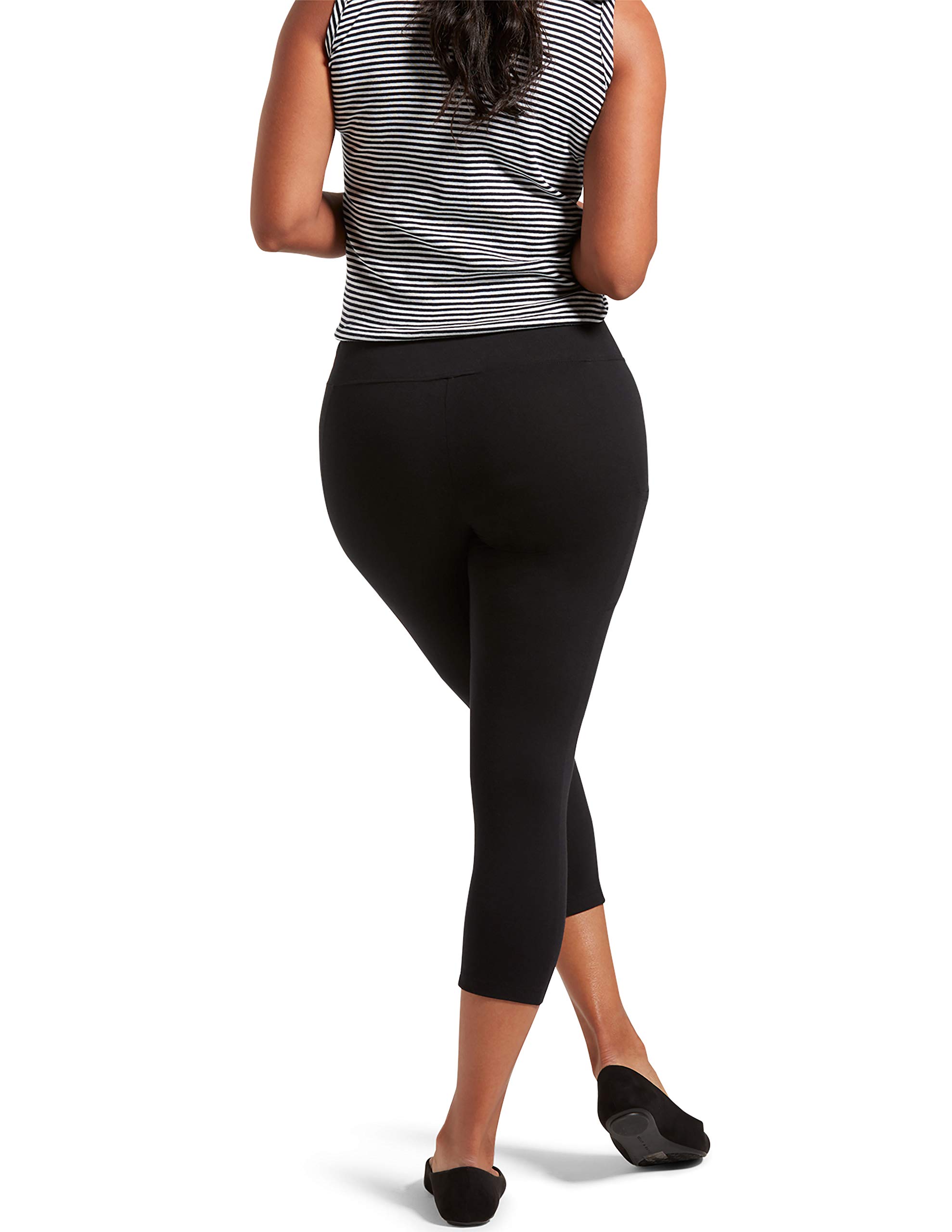 No nonsense womens Cotton Lounge Capri With Tech Pocket Legging, Black, X-Large US