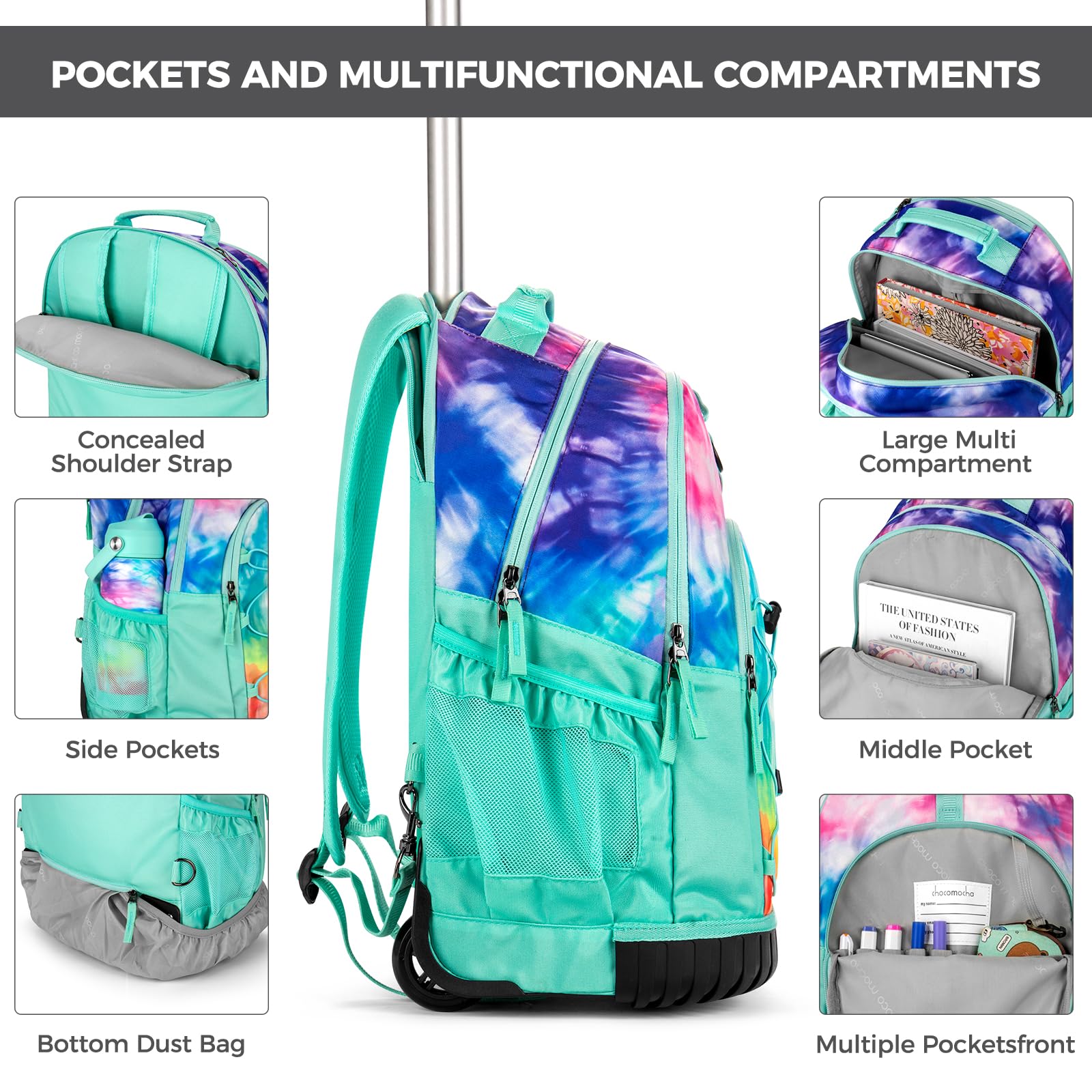 Choco Mocha Butterfly Backpack for Girls Travel School Backpack, Blue