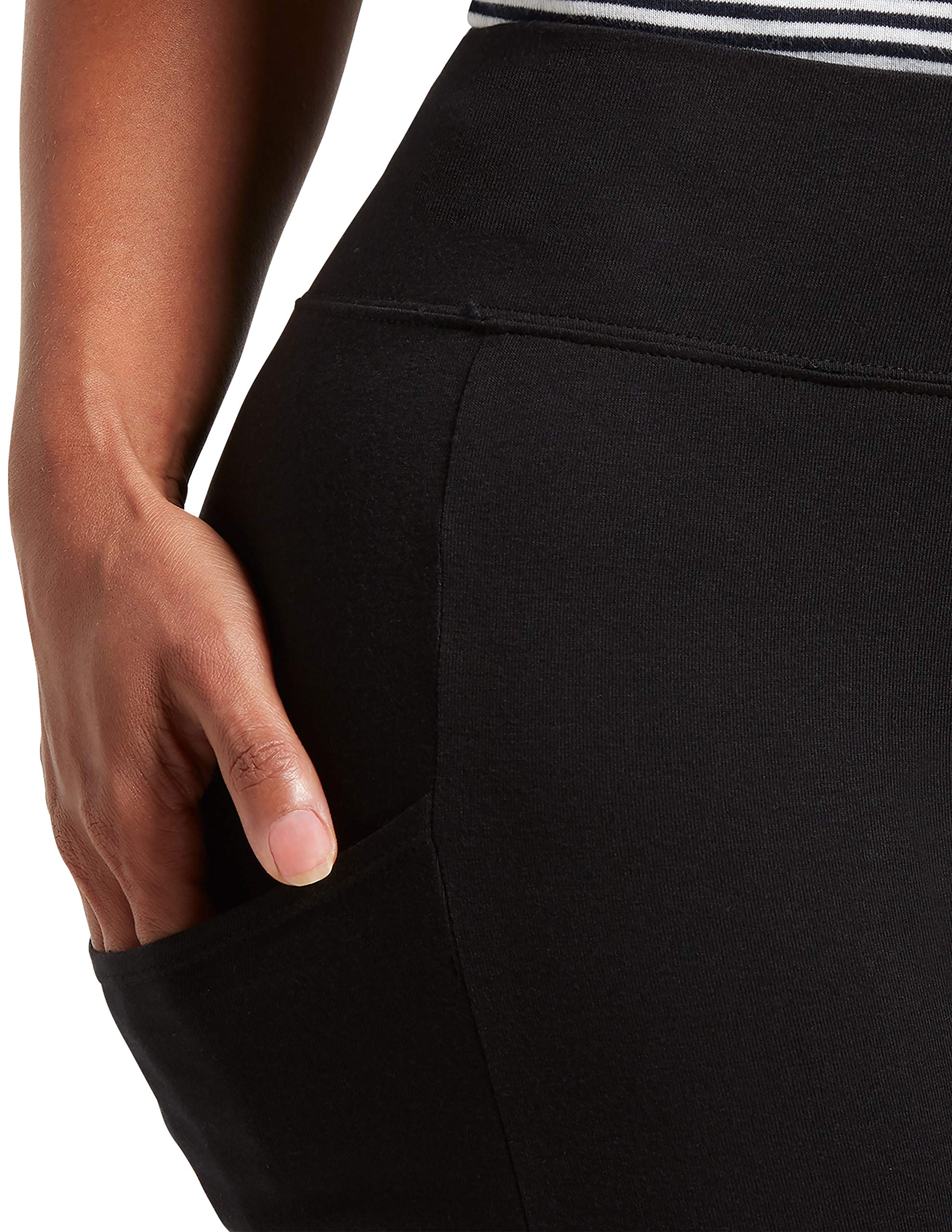 No nonsense womens Cotton Lounge Capri With Tech Pocket Legging, Black, X-Large US