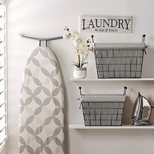 DII Metal Farmhouse Lined Basket, Contemporary Storage Container, Ticking Stripe, Assorted