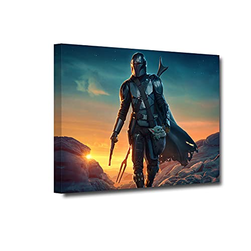 QIXIANG The Child Mandalorian and Mando Poster HD Movie Print Canvas Poster for Fans Gifts Walls Art Decor Canvas Wall Art The Baby Poster Wall Art Home Decor Mural painting
