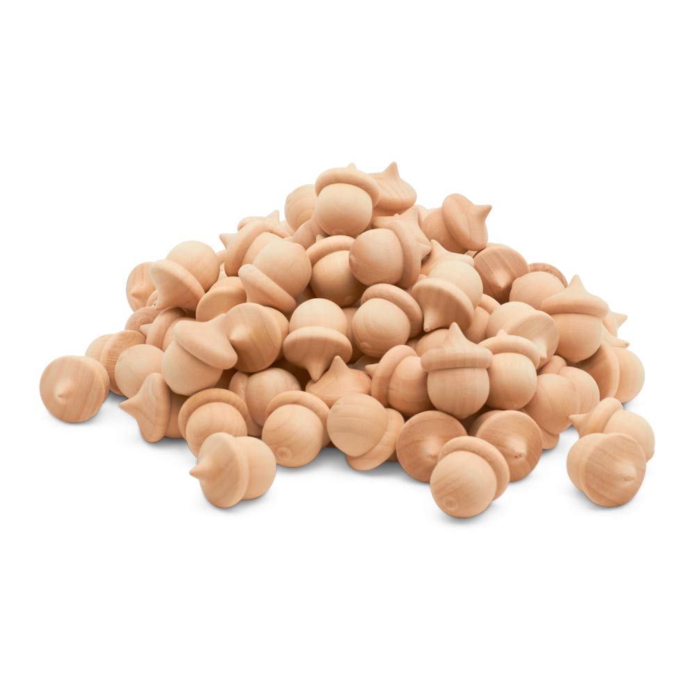 Wooden Acorns 1-1/4 Inch, Bag of 50 Natural Wood Counting & Sorting Decor Crafts Kit DIY by Woodpeckers