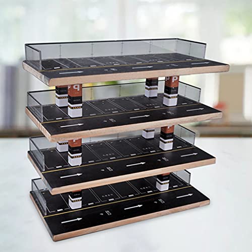 Colcolo 1/64 Scenery Diorama Parking Lot Vehicle Garage Acrylic Showcase Tabletop, Simulation Parking Lot Display Case Desktop Decor
