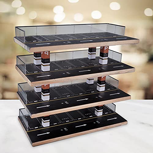 Colcolo 1/64 Scenery Diorama Parking Lot Vehicle Garage Acrylic Showcase Tabletop, Simulation Parking Lot Display Case Desktop Decor