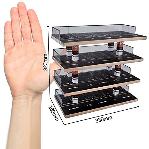 Colcolo 1/64 Scenery Diorama Parking Lot Vehicle Garage Acrylic Showcase Tabletop, Simulation Parking Lot Display Case Desktop Decor