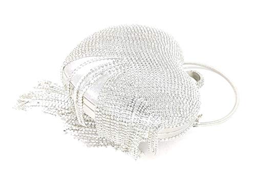 WANLIAN Women Luxury Cute Heart Shape Tassel Evening Clutch Bag Rhinestones Wedding Party Purse Handbag Evening Bags