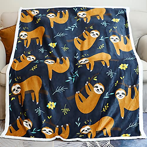 Zevrez Sloth Blanket Cute Sloth Gifts for Adults Kids Sloths Lovers Gifts Soft Lightweight Flannel Fleece Throw Blanket with Sloths (Sloth 3, 48"x60")