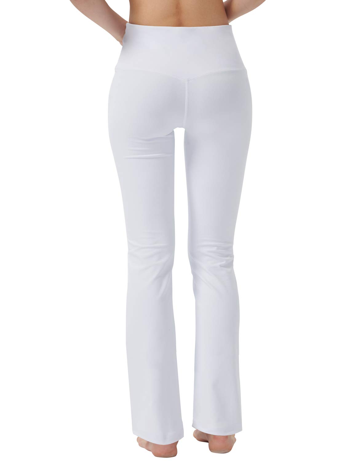 Knsbk Bootcut Yoga Pants for Women with Hidden Pockets High Waist Workout Pants Tummy Control Dress Bootleg Work Pants(White,X-Small)