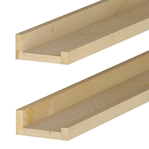 Wallniture Denver 24" Book Shelves for Kids Room Decor and Nursery, Wood Floating Shelves for Wall, Natural Pine, Set of 4