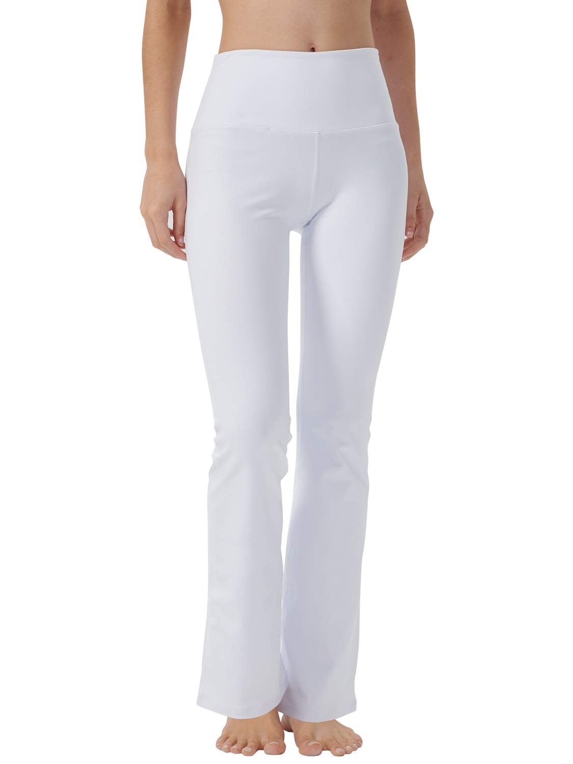 Knsbk Bootcut Yoga Pants for Women with Hidden Pockets High Waist Workout Pants Tummy Control Dress Bootleg Work Pants(White,X-Small)
